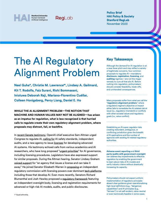 The AI Regulatory Alignment Problem | Stanford HAI